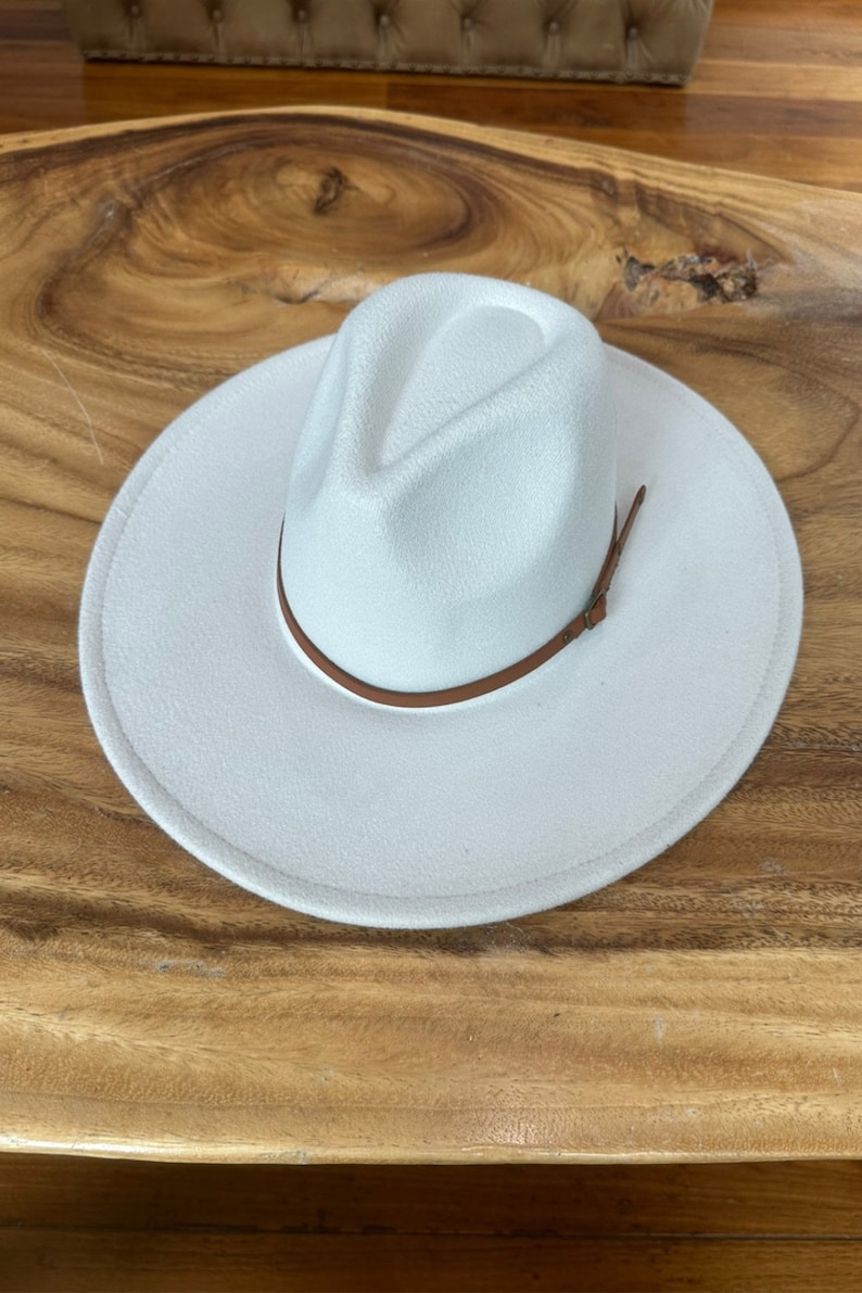 Vegan Felt Panama Hat: Wide Brim Fedora With Skinny Belt - Etsy