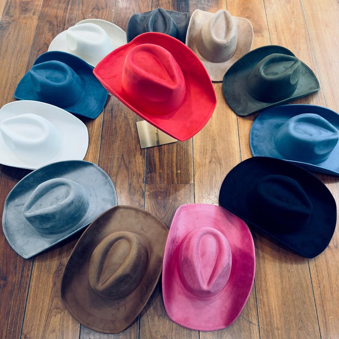 Vegan Suede Cowboy Hat: Cattleman Style, Adjustable Fit (57cm) - Etsy