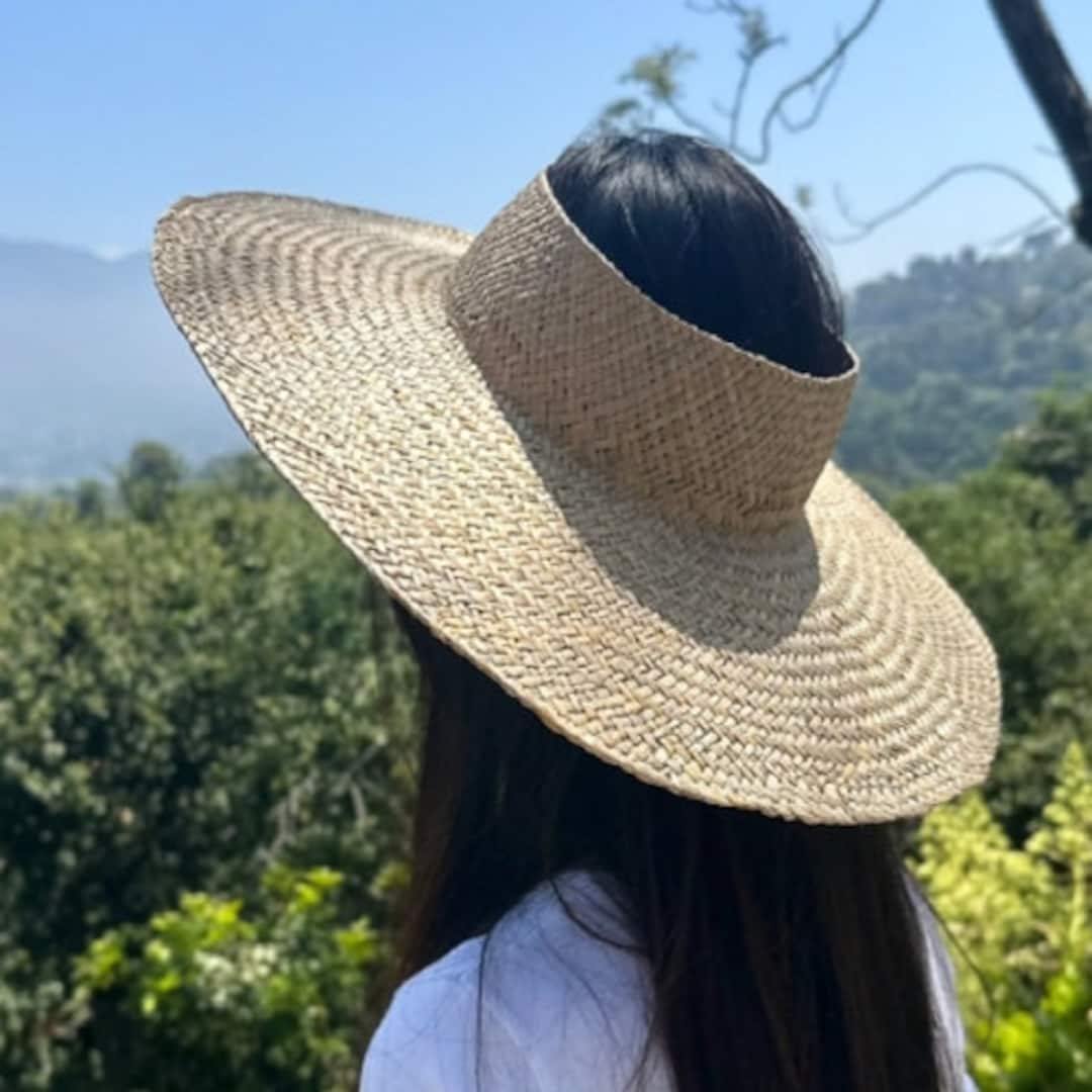 Handwoven Crownless Sun Visor Hat in Natural Straw, Fashion Hat, Summer ...