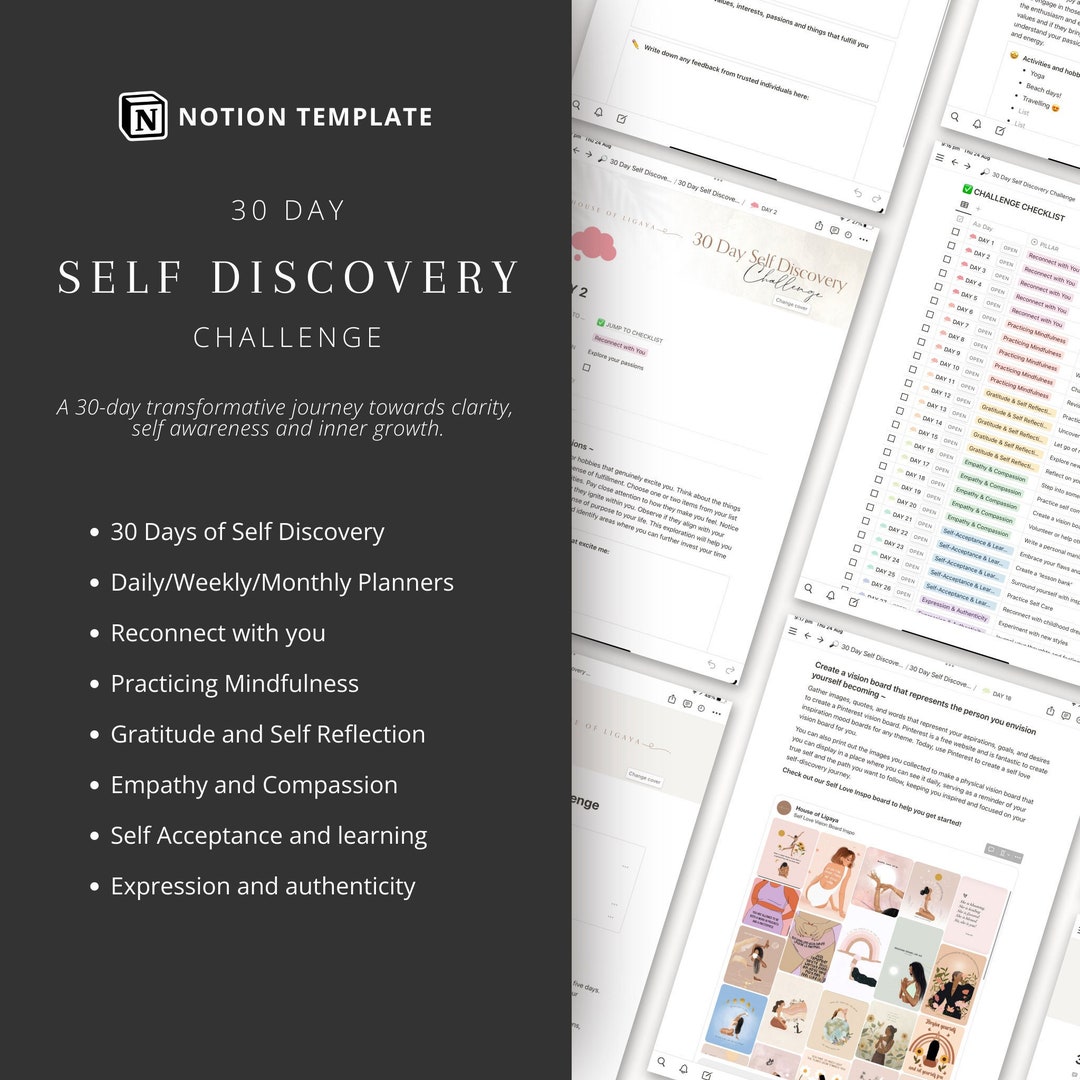 30-day Self Discovery Challenge: Notion Template A Month-long - Etsy