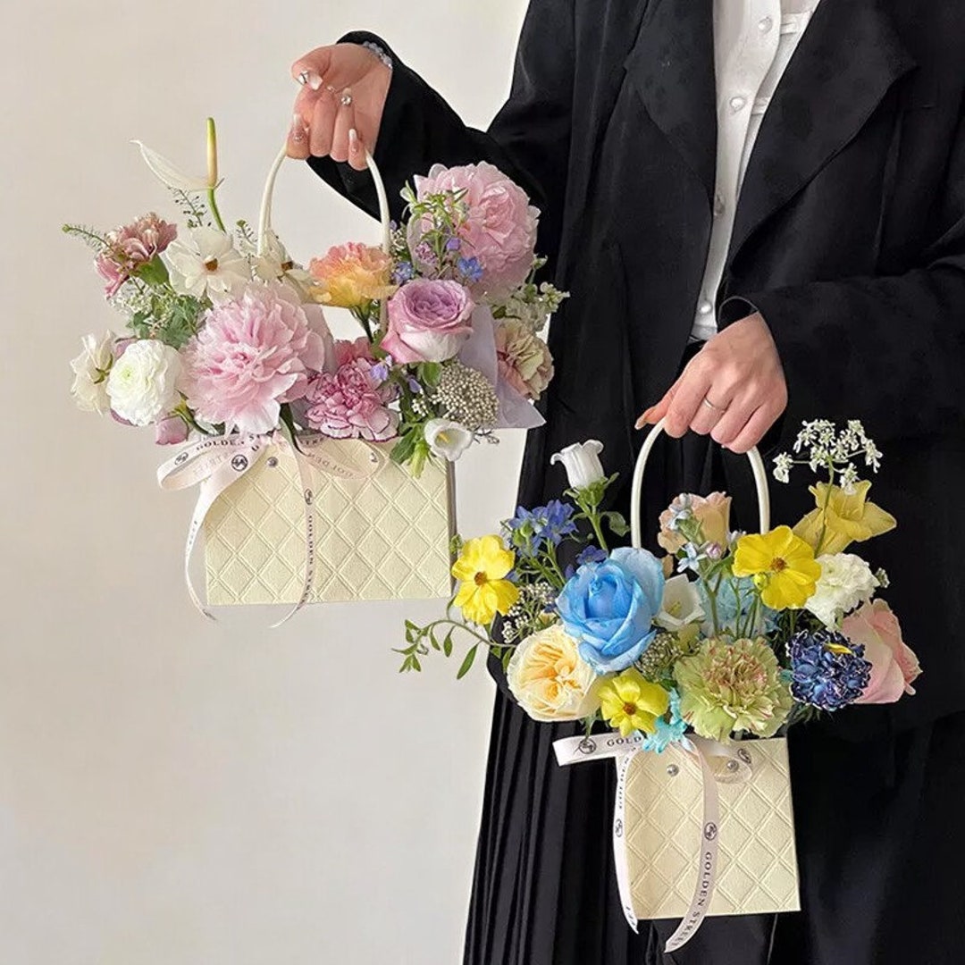 Portable Flower Packaging Box, Wedding Gift Bag, Handbag for Birthday ...