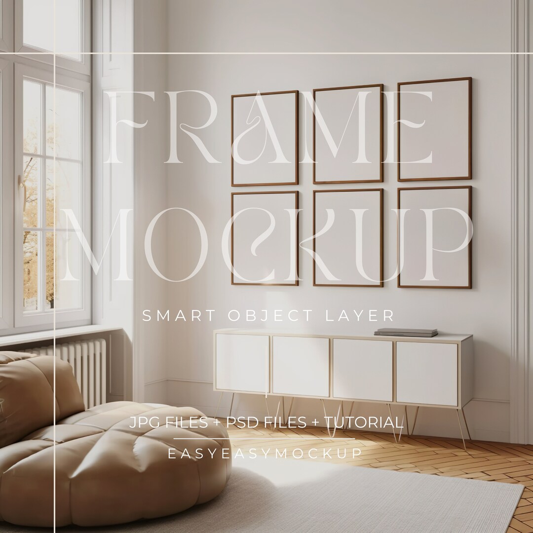 Set of 6 Frames Mockup, Set of Frames Mockup, Gallery Frames Mockup ...