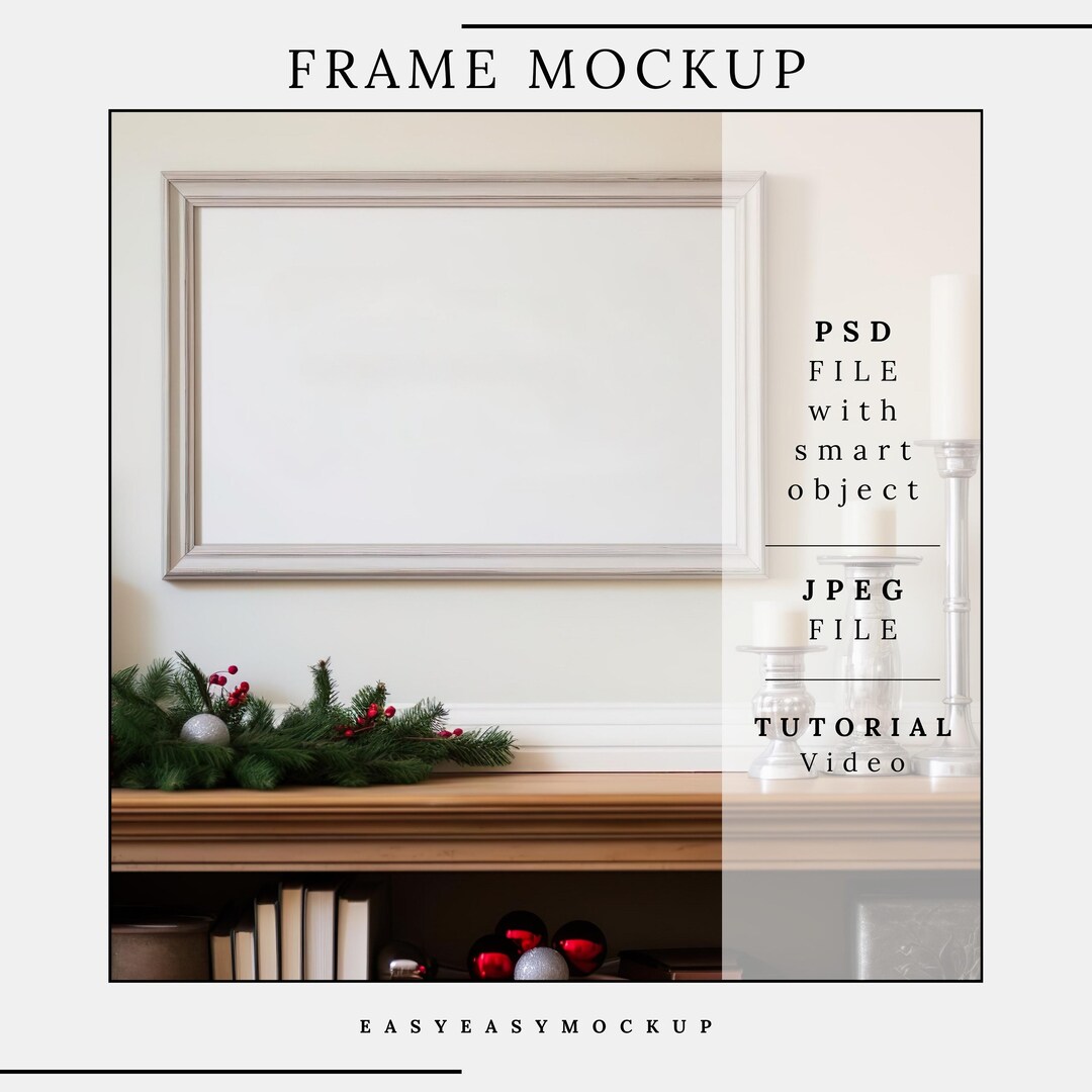 Christmas Frame Mockup, Horizontal Frame Psd, Interior Frame Mockup ...