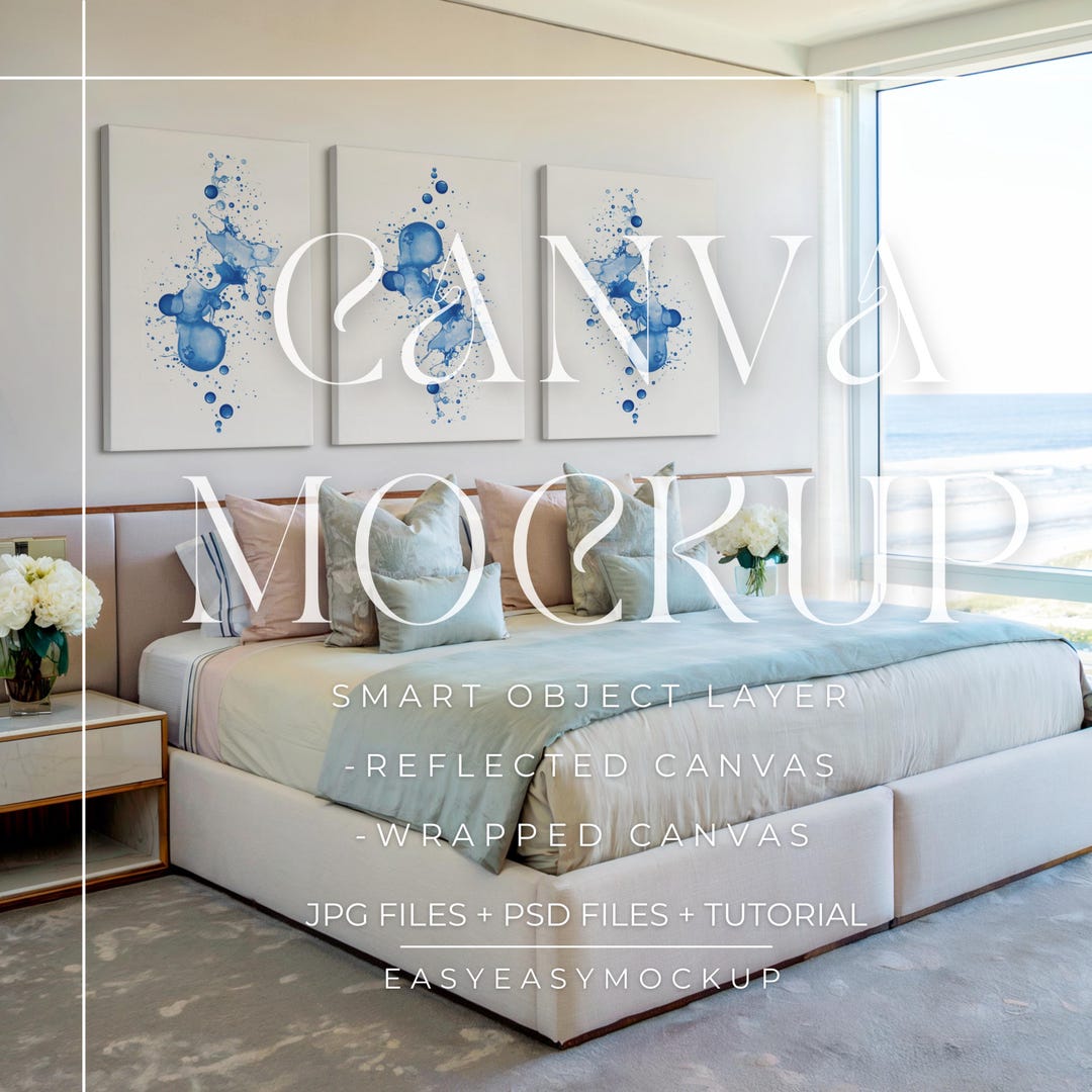 Canvas Mockup Vertical, Set of 3 Canvases Mockup, Vertical Minimalist ...