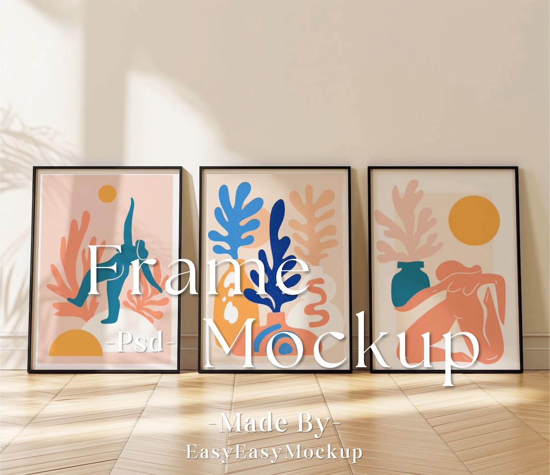 Set of 3 Frames Mockup, Glass Reflection, Vertical Frame Psd, Photo ...