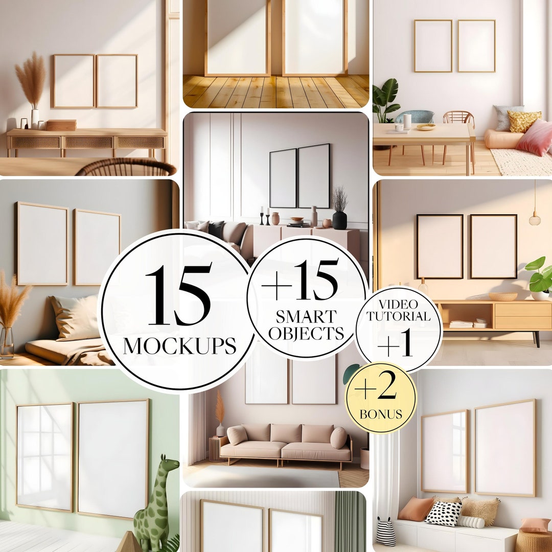 Frames Mockup Bundle Set, Frame Mockup Bundle, Set of 15 Mockup Frame ...