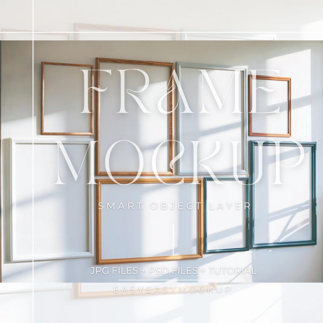 Set of 8 Frames Mockup, Set of Frames Mockup, Gallery Frames Mockup ...