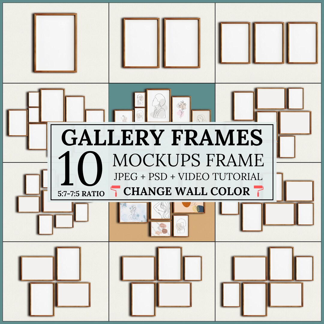 Set of 10 Frames Mockup, Set of Frames Mockup, Picture Frame Mockup ...
