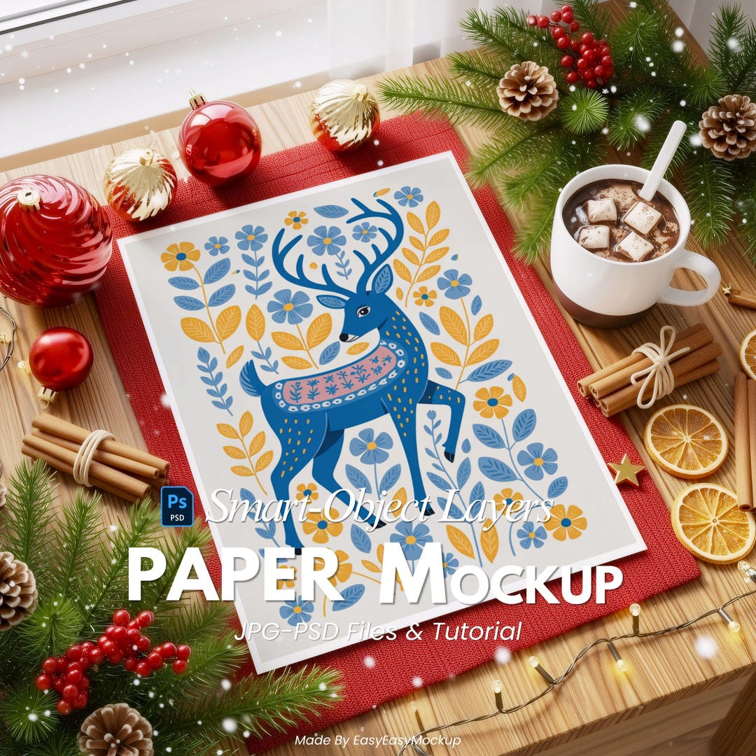 A4 Paper Mockup Art Christmas 5:7 Ratio | Holiday Letter Scene ...