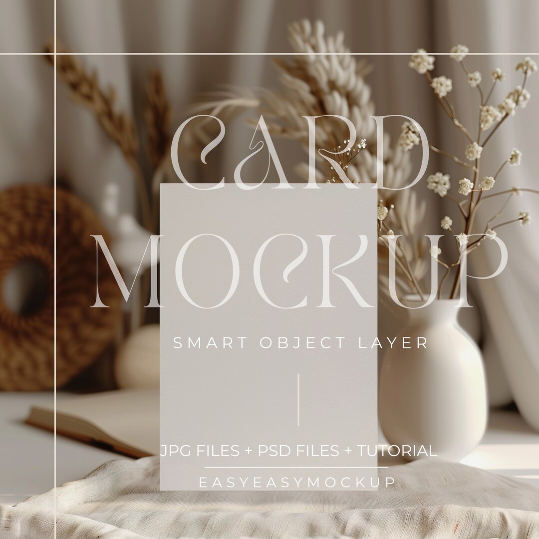 Boho Card Mock Up, Minimalist Invitation Mockup, Blank Card Mock Up ...