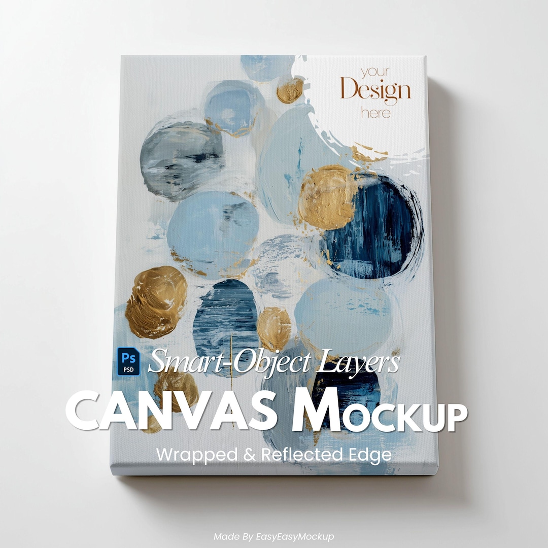 Canvas Mockup Close-up | Minimal White Background | Wrapped & Reflected ...