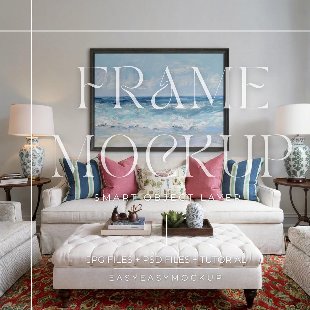 Landscape Frame Mockup for Photoshop, Horizontal Frame Mockup PSD for ...