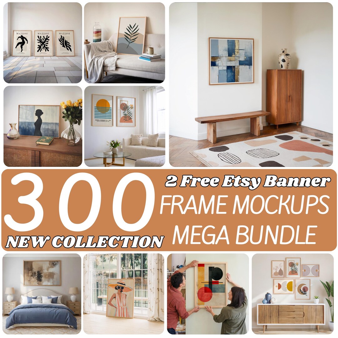Frames Mockup Bundle Set, Frame Mockup Bundle, 300x PSD Wall Mockup ...