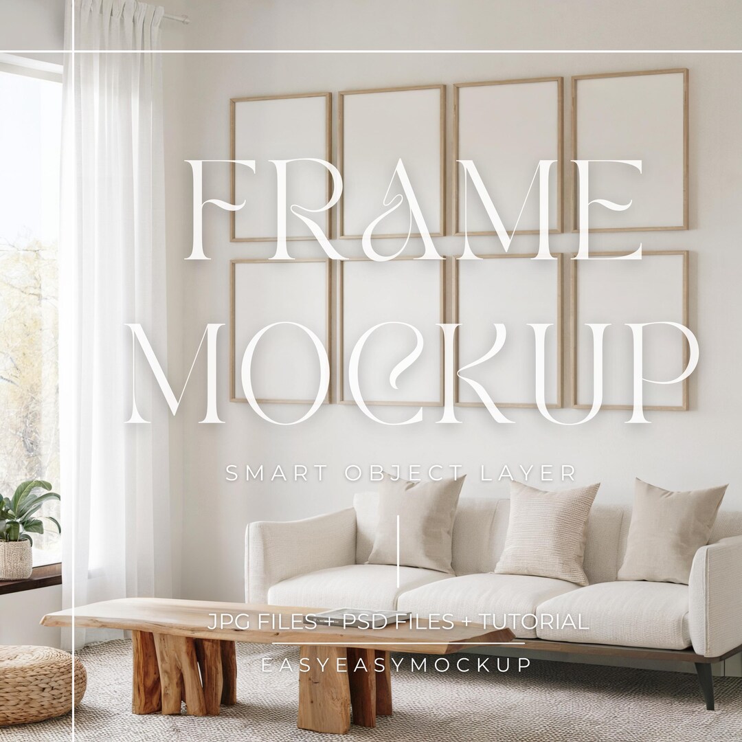 Set of 8 Frames Mockup, Set of Frames Mockup, Gallery Frames Mockup ...