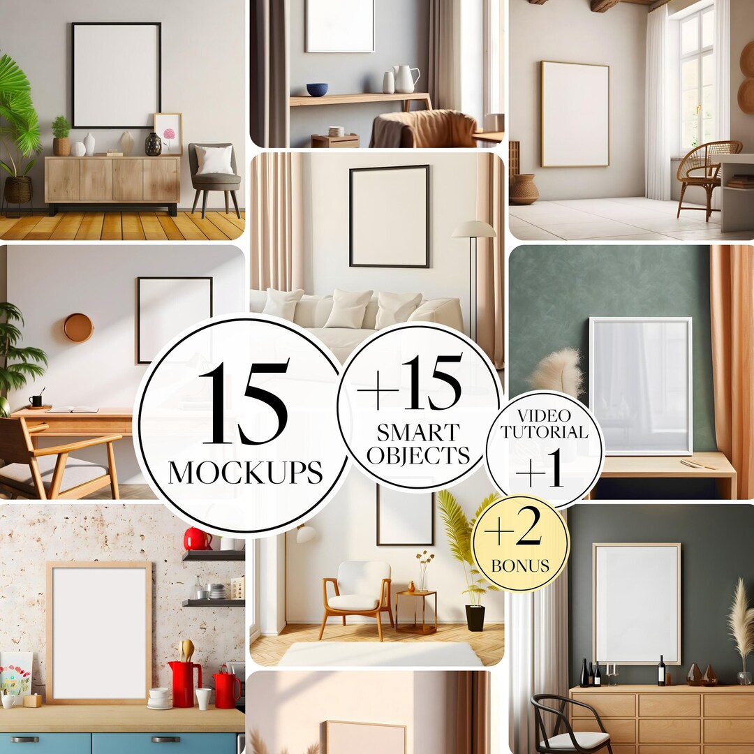 Frames Mockup Bundle Set, Frame Mockup Bundle, Set of 15 Mockup Frame ...