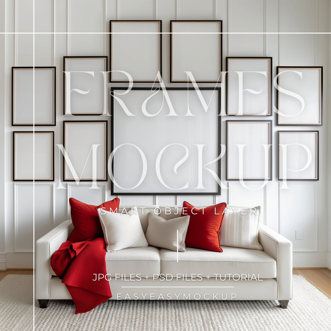 Set of 11 Frames Mockup, Set of Frames Mockup, Gallery Frames Mockup ...