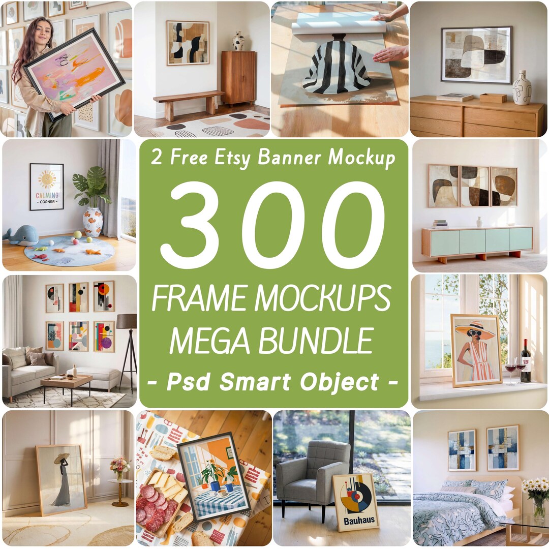 Frames Mockup Bundle Set, Frame Mockup Bundle, 300x PSD Wall Mockup ...