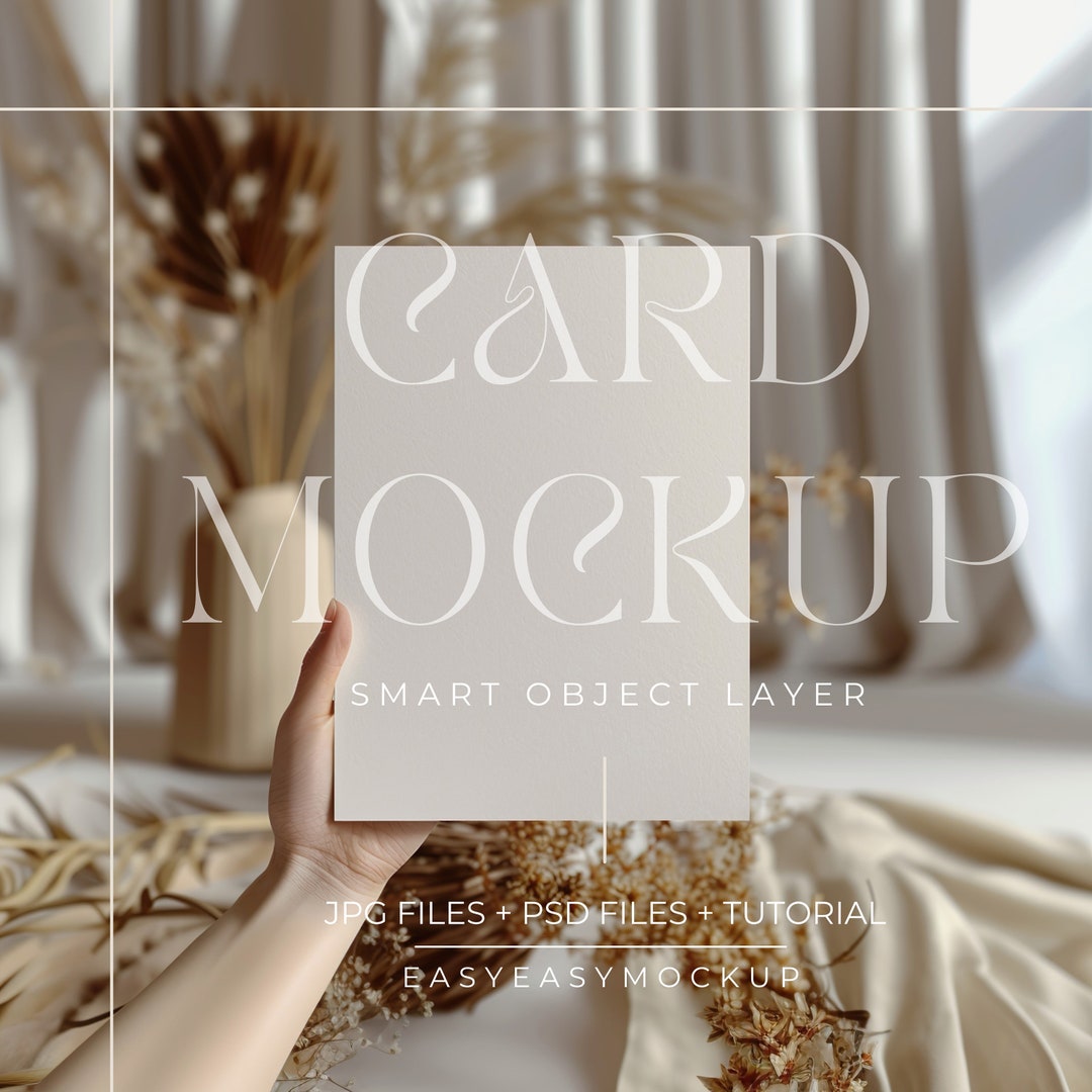 Boho Card Mock Up, Minimalist Invitation Mockup, Blank Card Mock Up ...