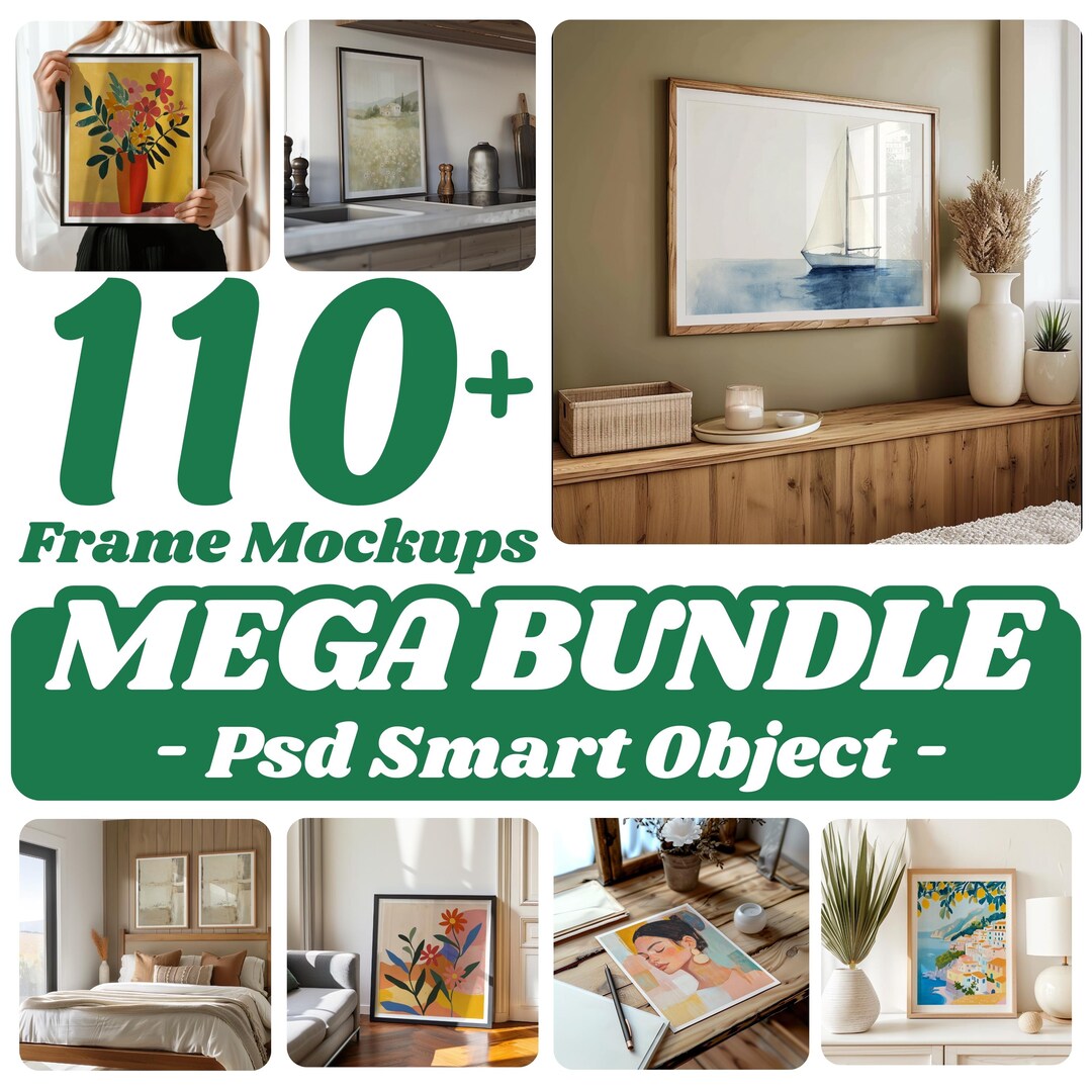 Frames Mockup Bundle Set, Frame Mockup Bundle, 111x PSD Wall Mockup Frame, PSD Frames Bundle ...
