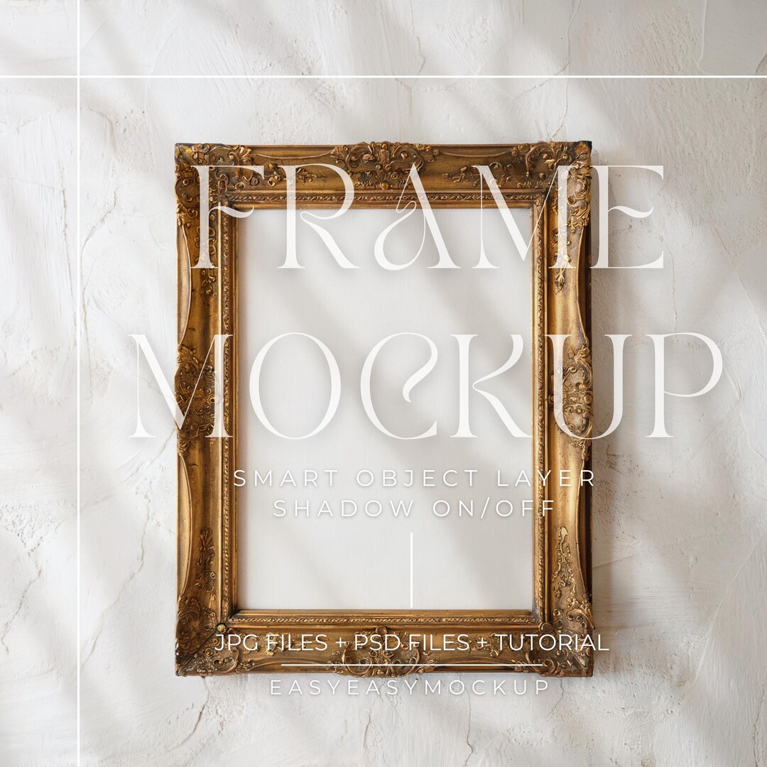 Gold Frame Mockup A4, Simple Frame Mockup, Luxury Frames Mockup, Single ...