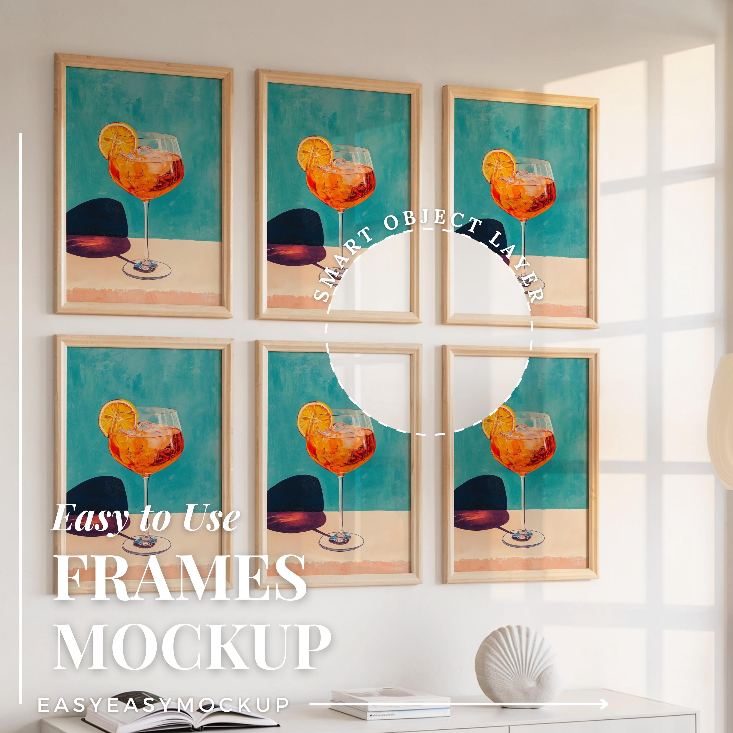 Set of 6 Frames Mockup, Set of Frames Mockup, Gallery Frames Mockup ...