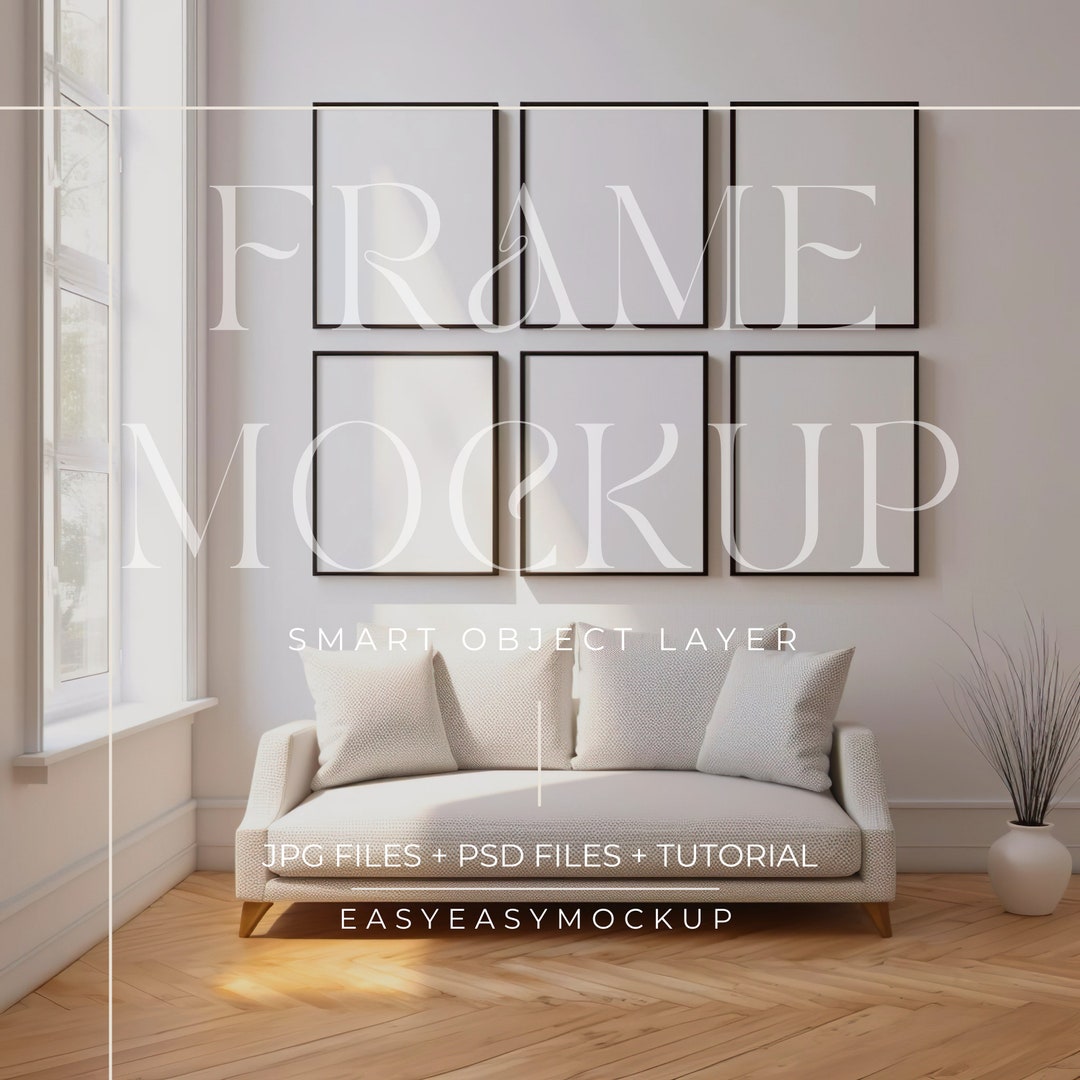 Set of 6 Frames Mockup, Set of Frames Mockup, Gallery Frames Mockup ...