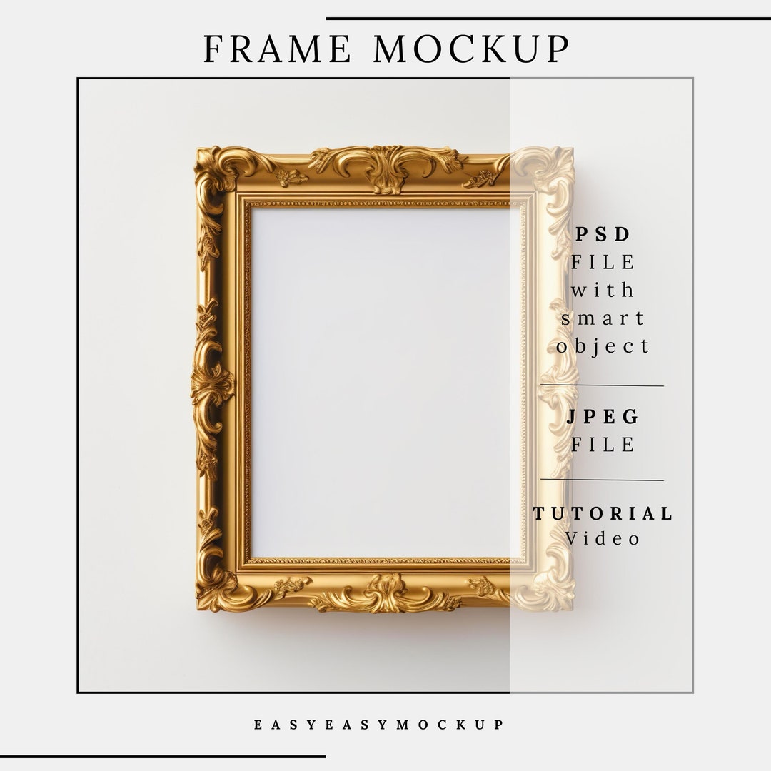 Gold Frame Mockup A4, Simple Frame Mockup, Luxury Frames Mockup, Single ...