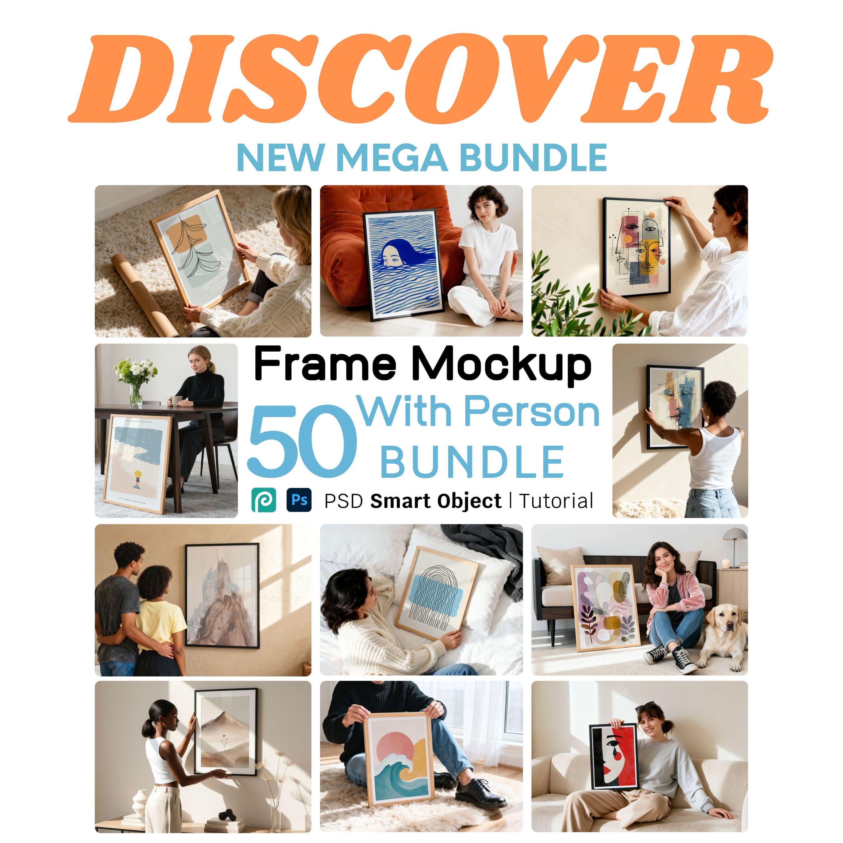 Mockup With Person | Woman Holding Frame Mockup | PSD Printable Art ...