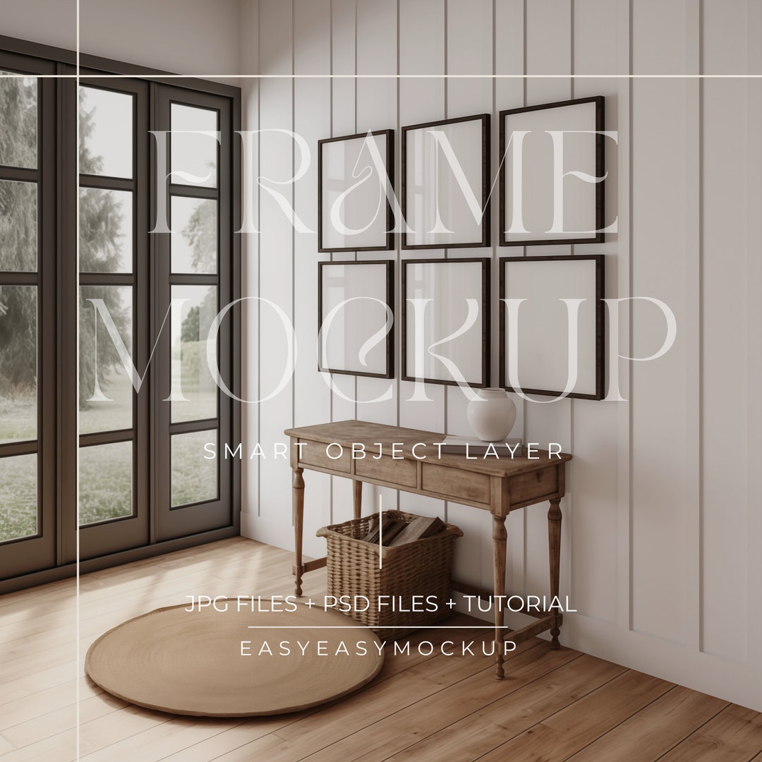 Set of 6 Frames Mockup, Set of Frames Mockup, Gallery Frames Mockup ...