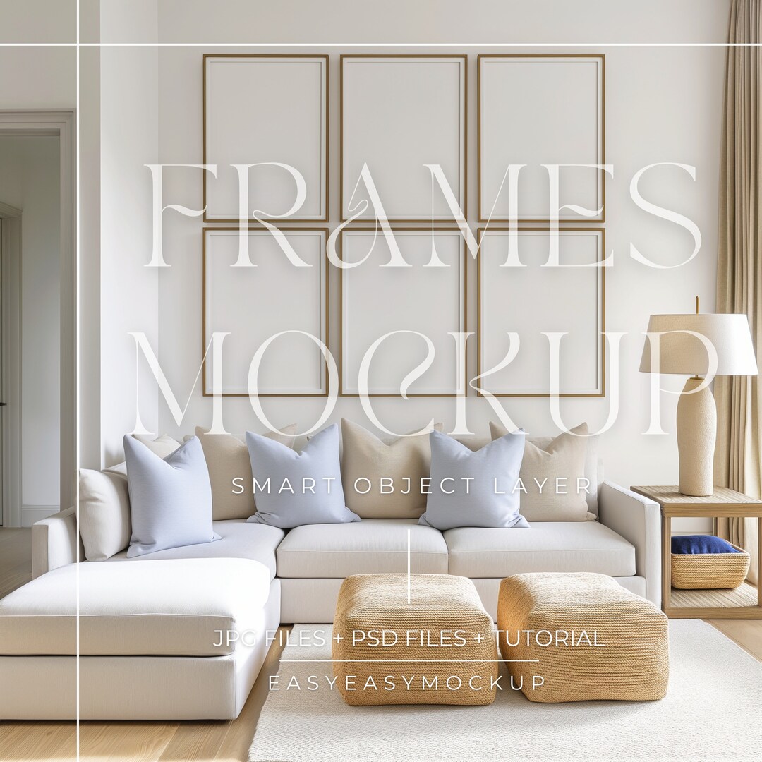 Set of 6 Frames Mockup, Set of Frames Mockup, Gallery Frames Mockup ...