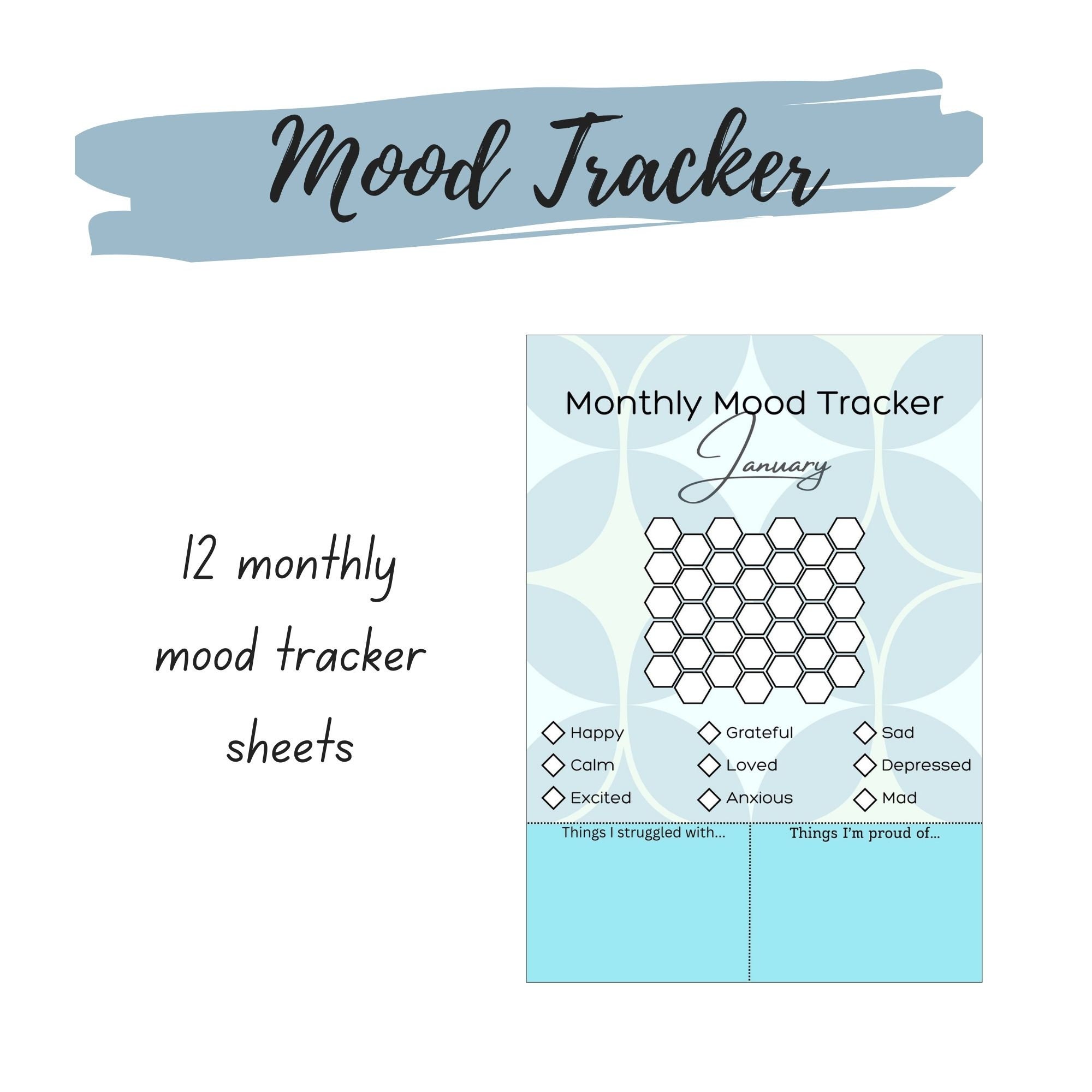 Printable Mood Tracker With Notes and Stress Tracker - Etsy