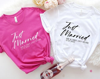 Personalized Just Married Shirts, Husband and Wife Couples Honeymoon ...