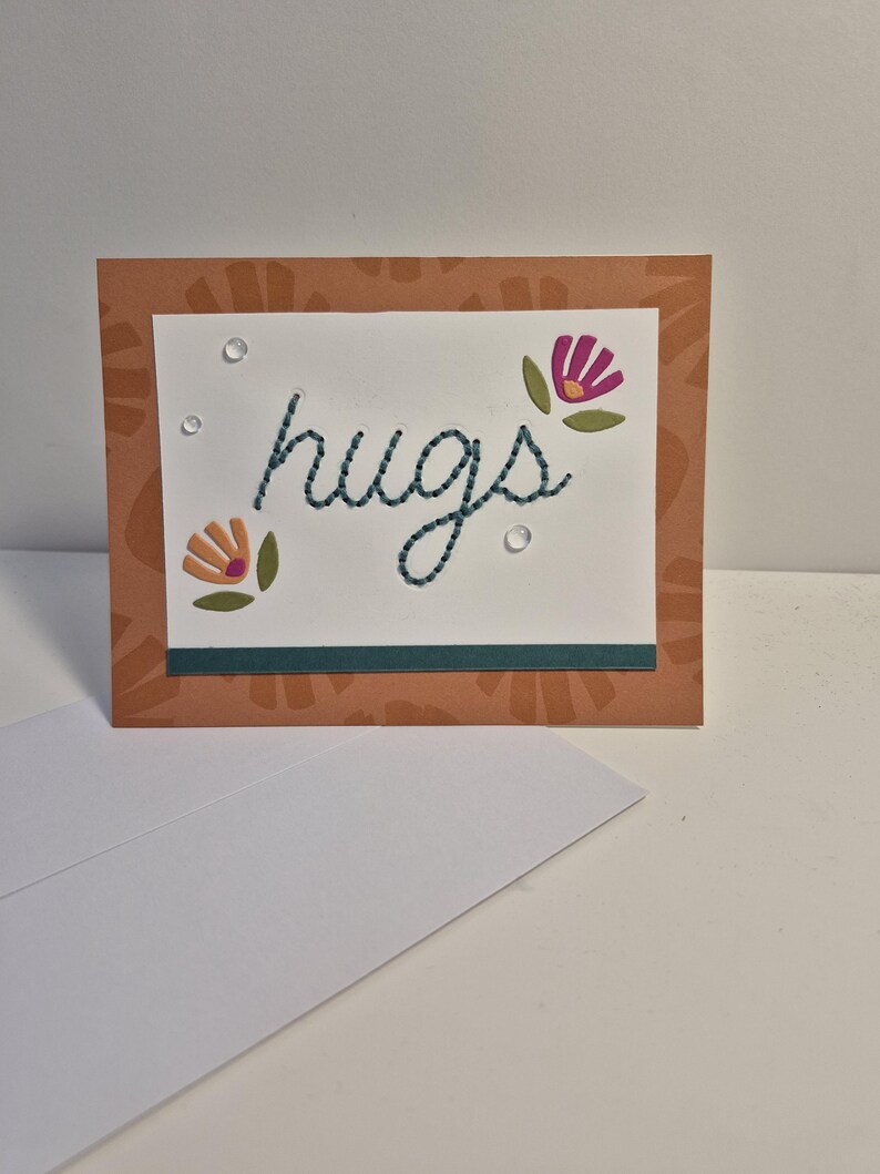 Handmade Stitched Hugs Card With Envelope - Etsy