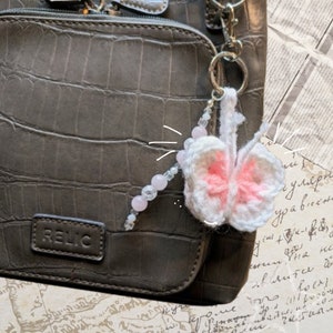 Crochet Butterfly Beaded Keychain Handmade - Etsy
