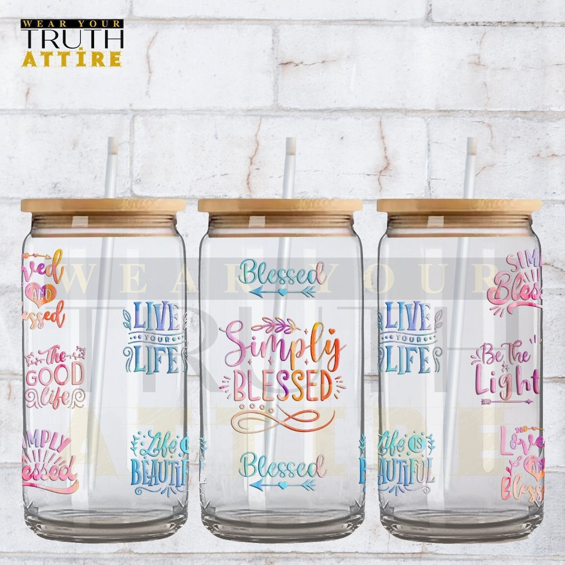 Bamboo Cup, Glass Cup, Glass Coffee Cups,simply Blessed 16oz Glass Cup ...