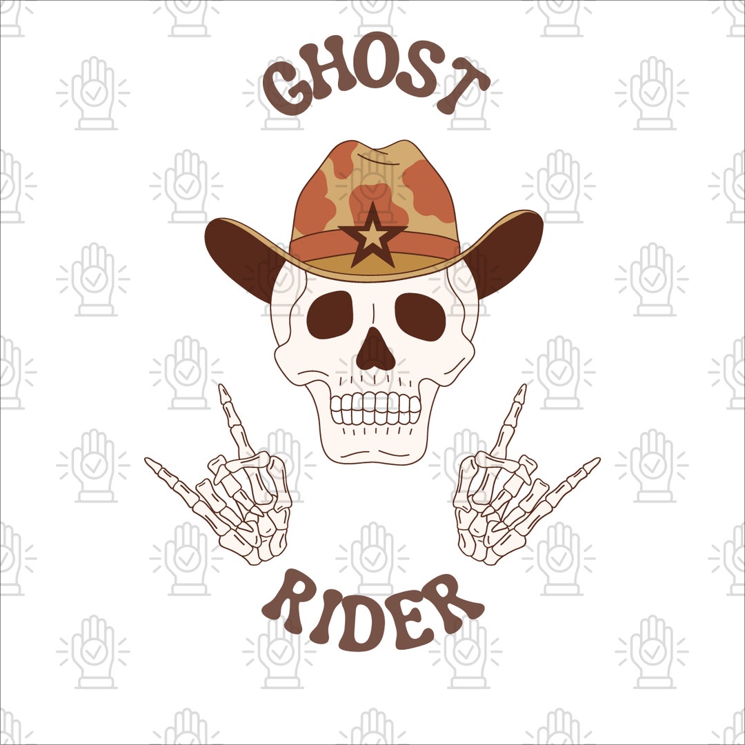 Western Halloween Ghost Rider Skeleton Design Sticker Digital File ...