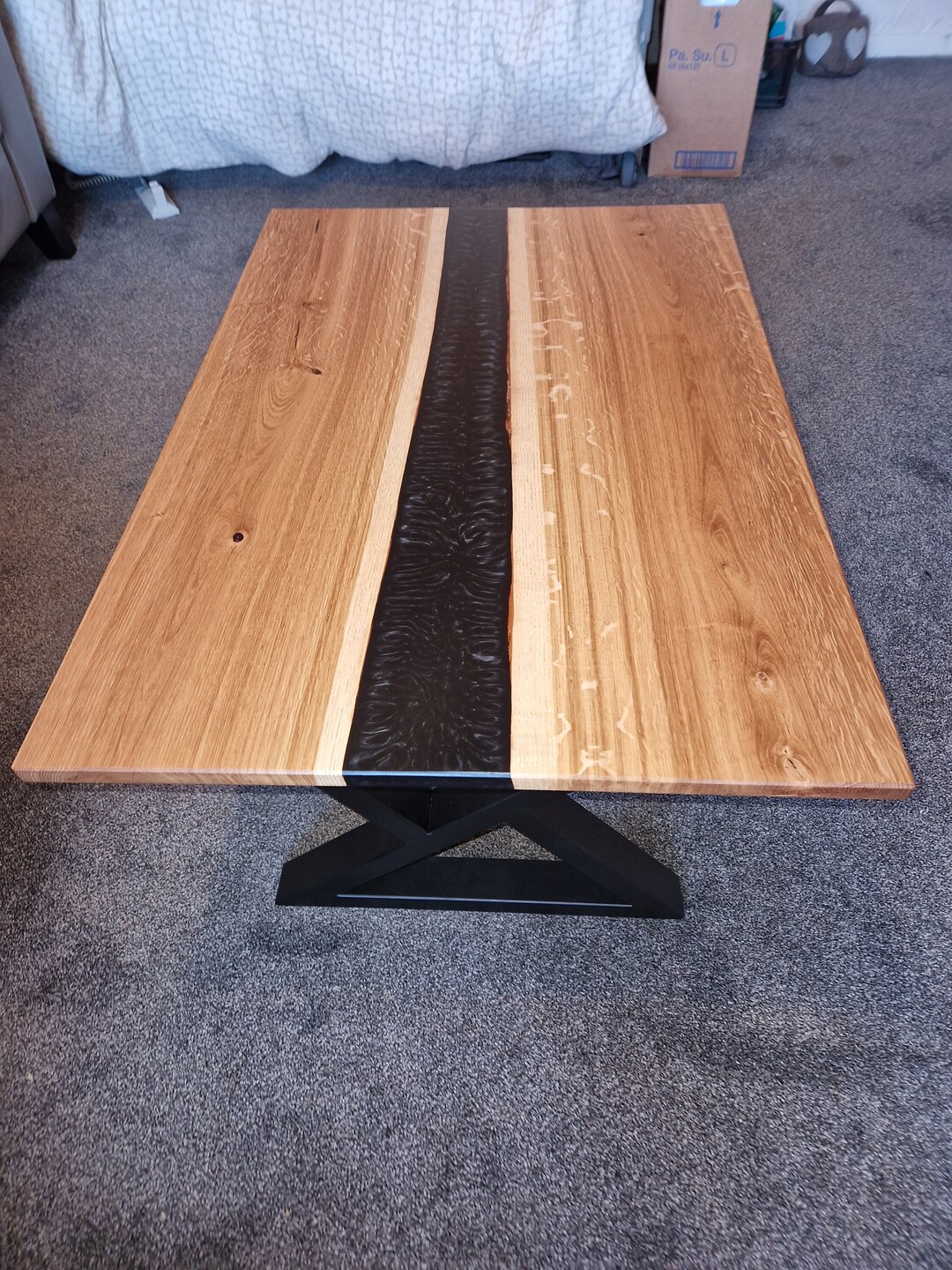 Epoxy River Table, Oak and Black Epoxy, Bespoke Furniture - Etsy