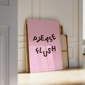 Please Flush Poster, Cute Girly Bathroom Art, Pink Typography Print ...