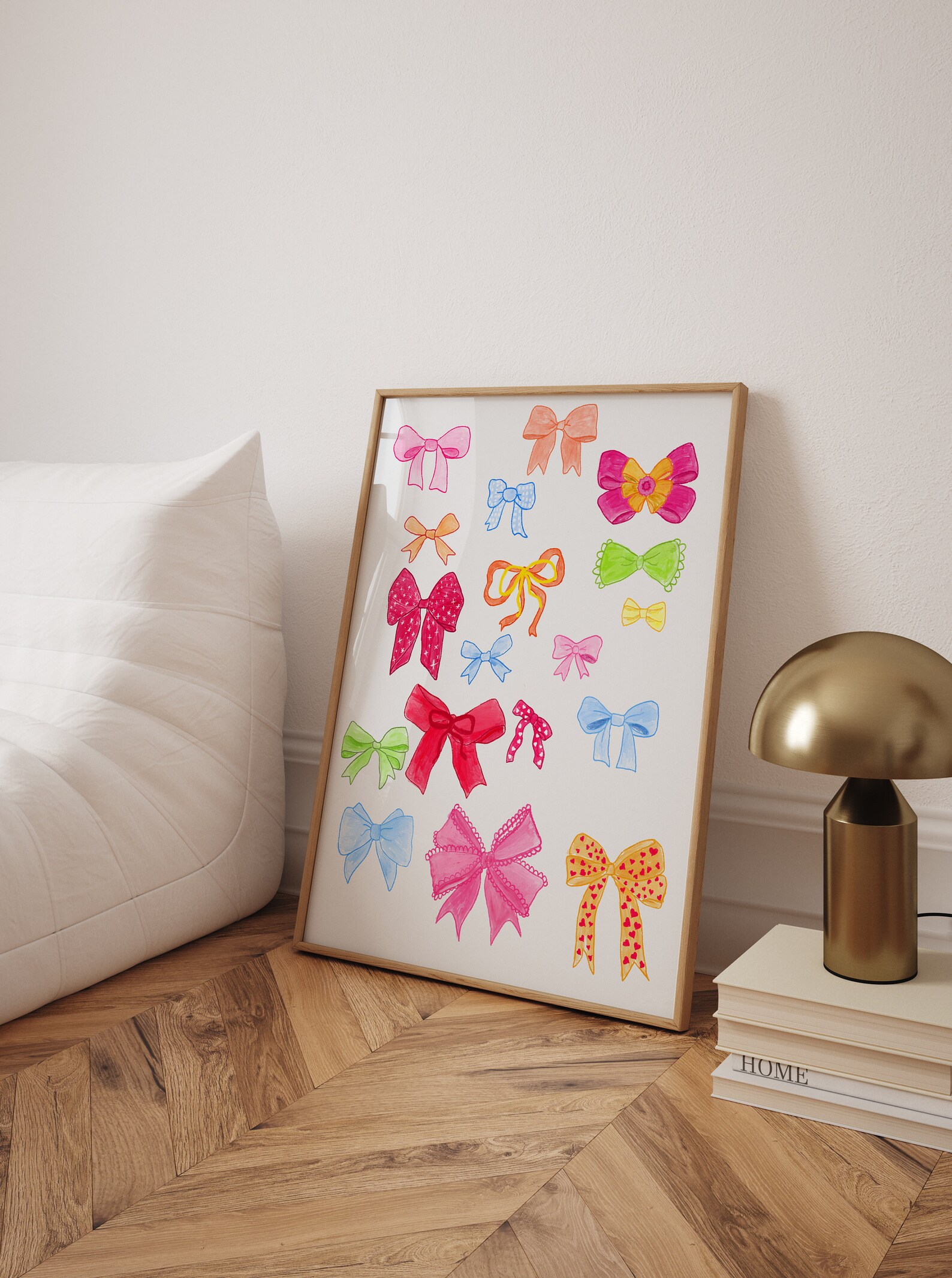 Colorful Bow Print, Preppy Coquette Poster, Girly Apartment Art, Cute ...