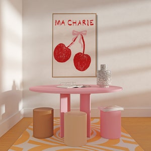 Hand Drawn Cherry Poster, Cute Red Ma Cherie Printable Wall Art ...