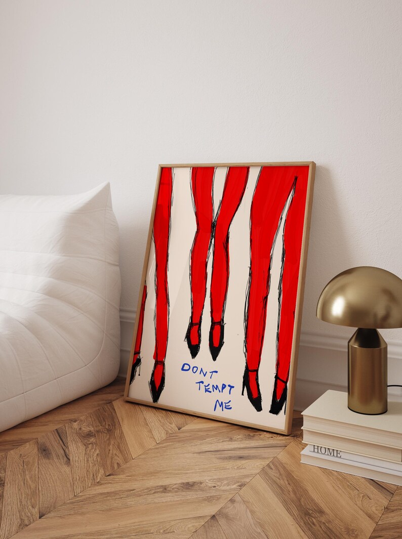 Red Modern Fashion Wall Art, Trendy Red Digital Art, Red Wall Art ...