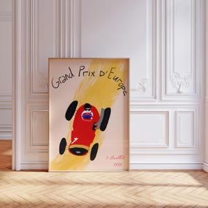Red F1 Grand Prix Poster, Vintage Driver Racing Wall Art, Aesthetic ...