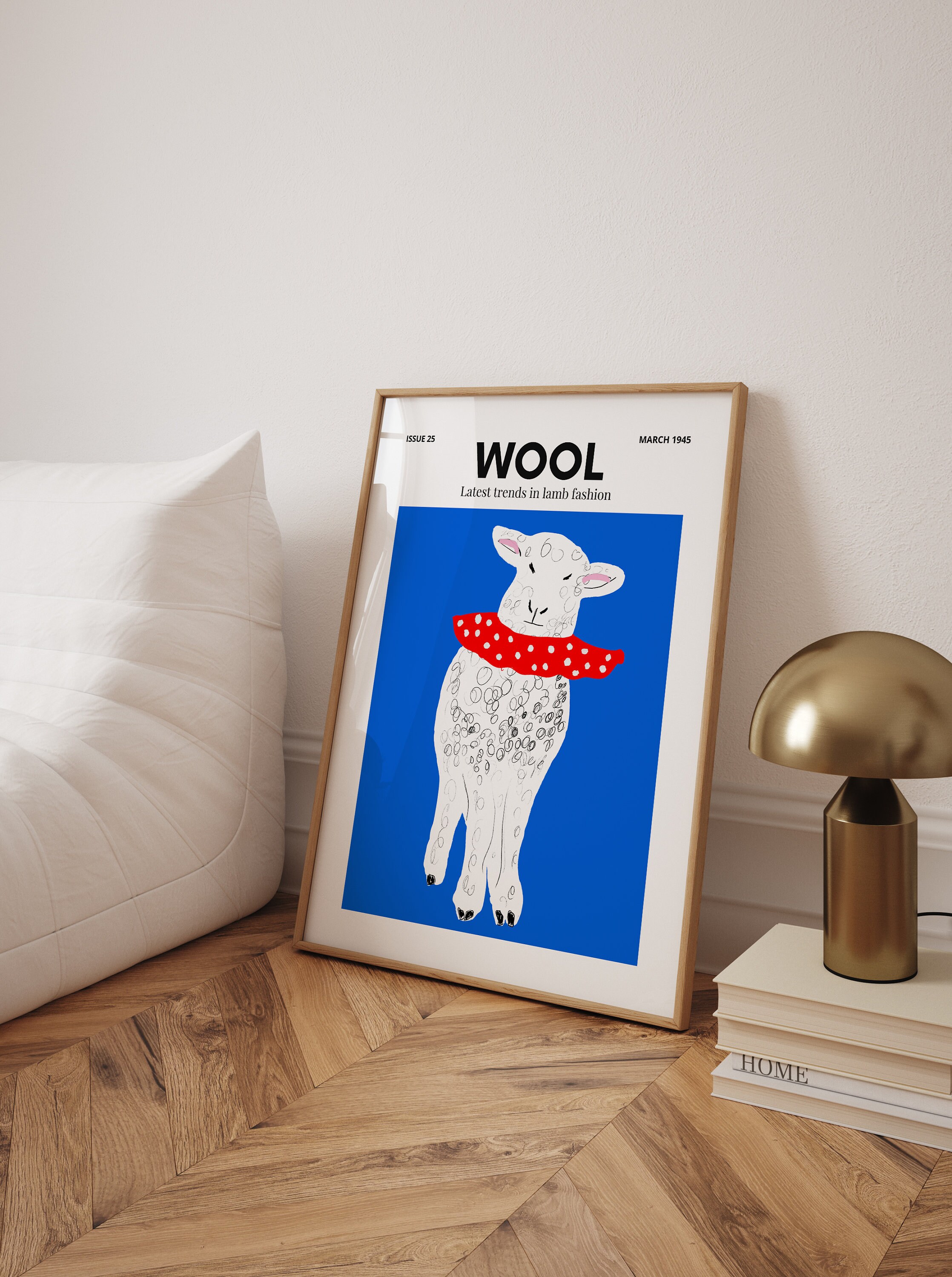 Funky Magazine Poster, Hand Illustrated Lamb, Eclectic Fashion Wall Art ...