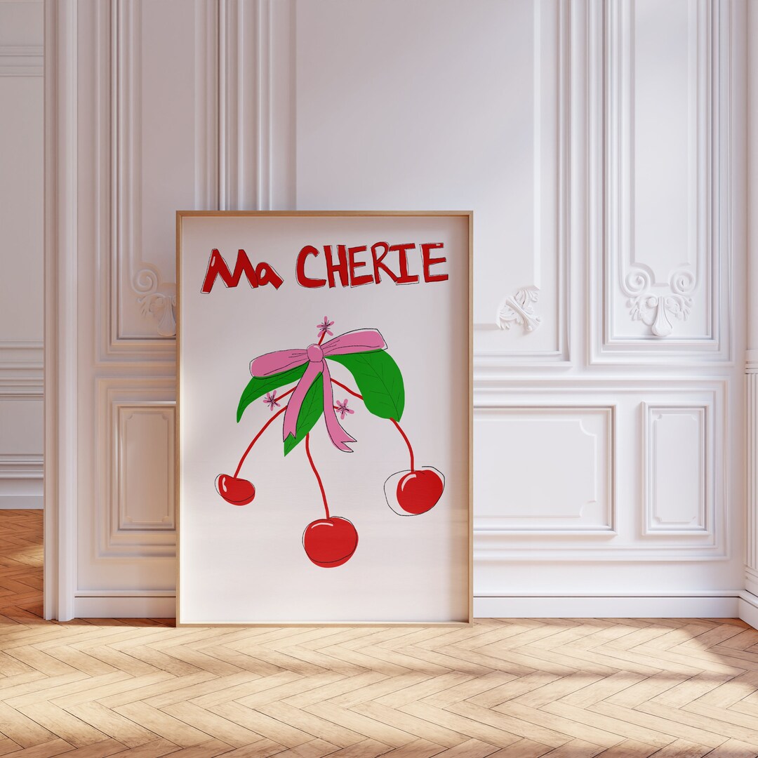 Coquette Cherry Poster, Bow Aesthetic Poster, Bow Print Room Decor ...
