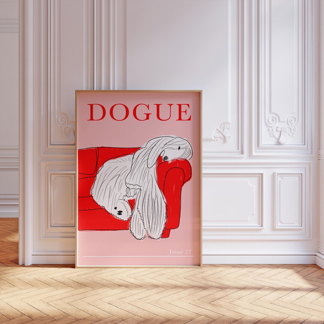 Chic Dogue Poster, Cute Pink Illustrated Magazine Poster, Pink Fashion ...