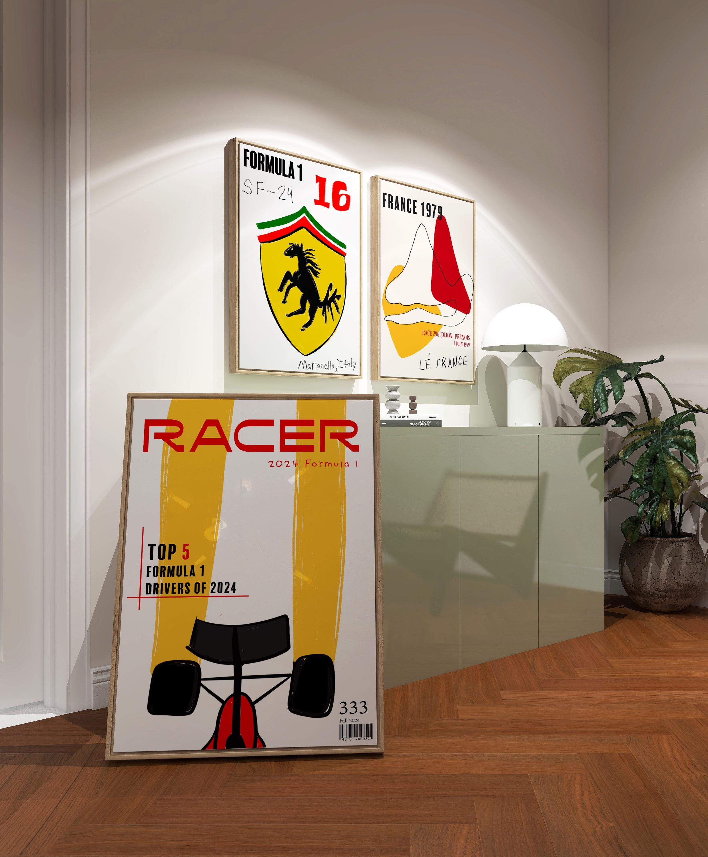 F1 Poster Set of 3, F1 Racing Printable Wall Art, Red Trendy F1 Track ...