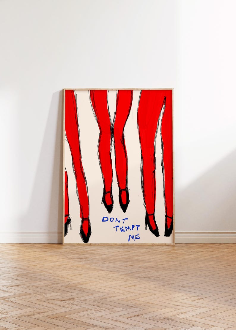 Red Modern Fashion Wall Art, Trendy Red Digital Art, Red Wall Art ...
