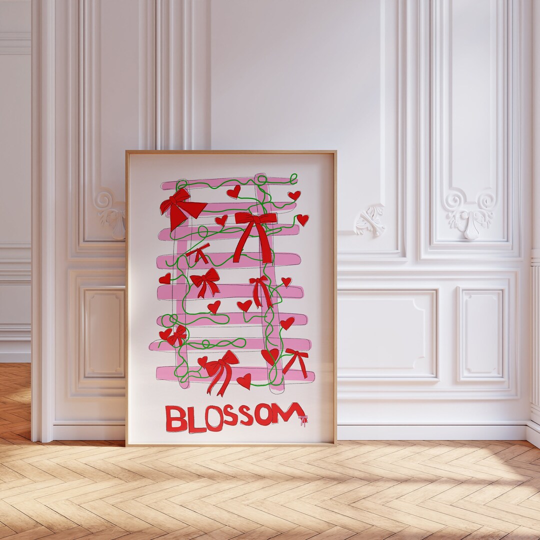 Red Bow Poster, Floral Coquette Aesthetic Poster, Bow Aesthetic Poster ...