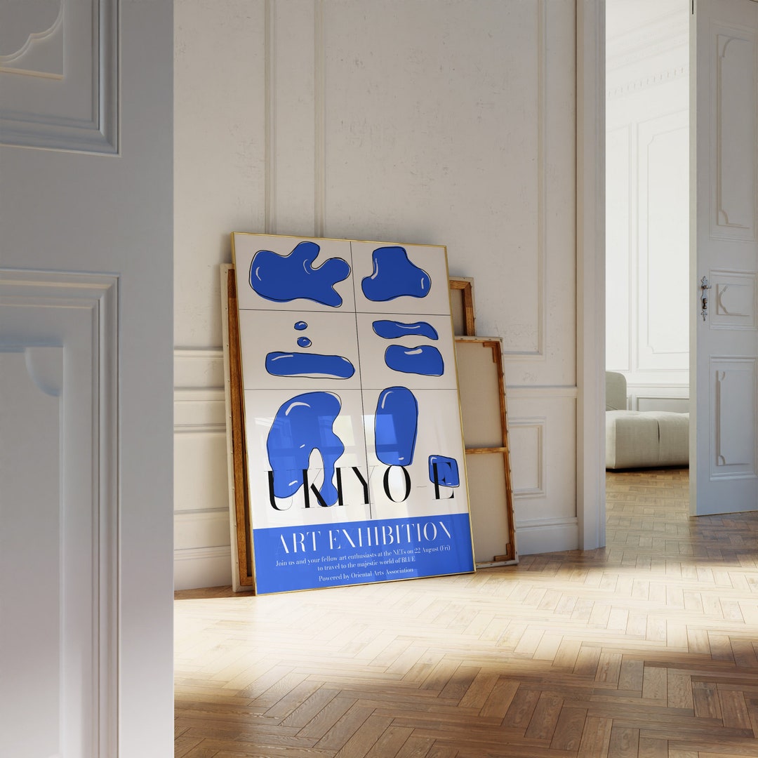 Blue Museum Poster, Cobalt Blue Exhibition Poster, Abstract Modern ...