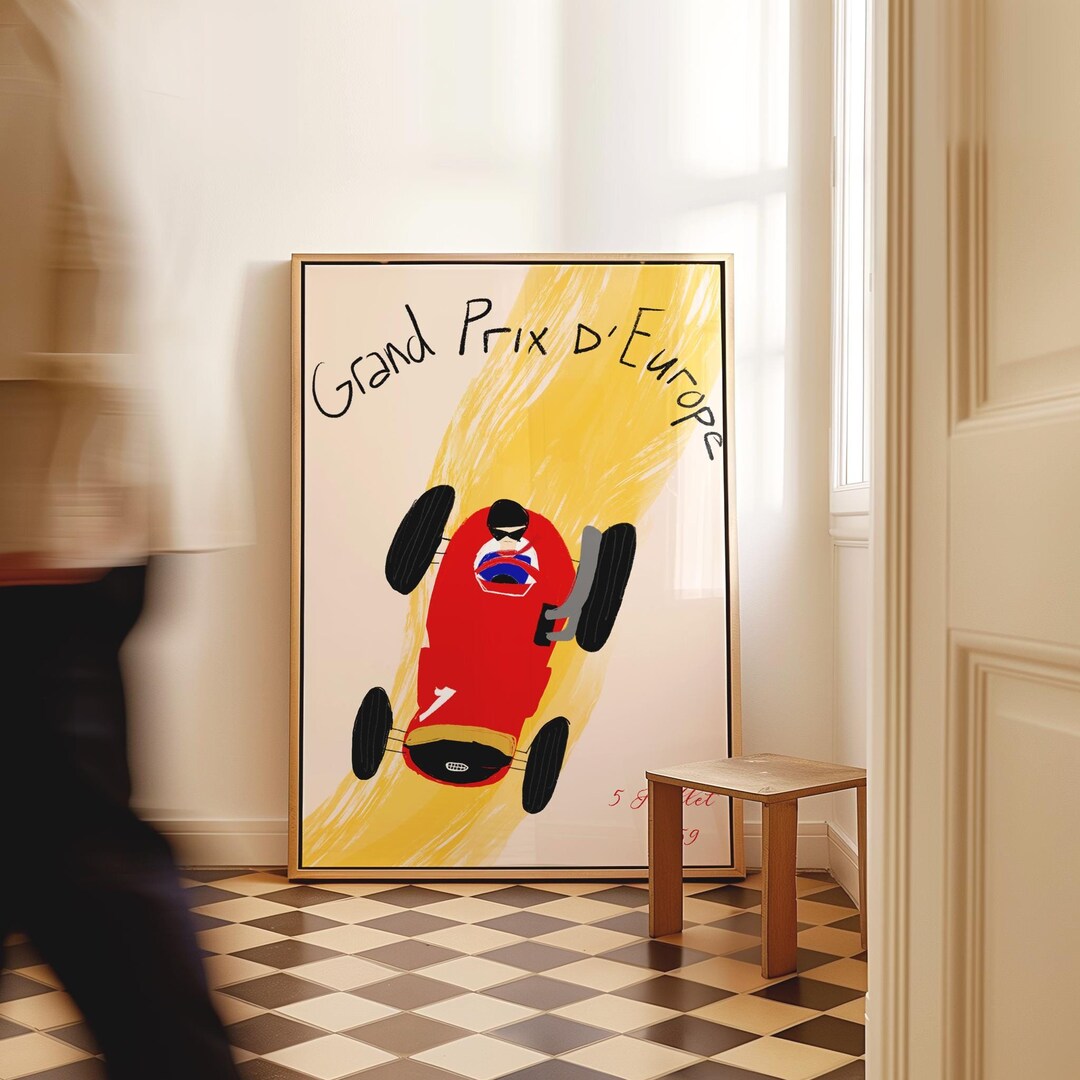 Red F1 Grand Prix Poster, Vintage Driver Racing Wall Art, Aesthetic ...